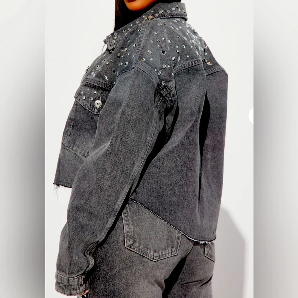 Fashion Nova | Jackets & Coats | Fashion Nova Razzle Dazzle Grey Denim ...